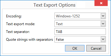TXT-specific export options